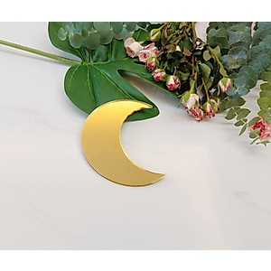 XIAOYUE 20pcs of Acrylic Moon Place Card,Celestial Wedding Place Cards ,Semi-Circle Place Names Blanks for Wedding ,Party&Festival Deco (Gold Mirror)