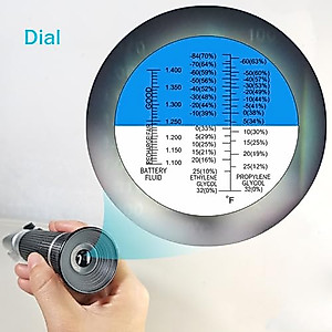 3-in-1 Antifreeze Tester in Fahrenheit Scale for Checking Freezing Point and Concentration of Ethylene Glycol or Propylene Glycol Based Automobile Antifreeze Coolant, Also for Battery Acid Condition