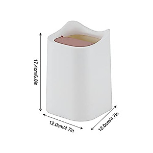 plplaaoo Plastic Mini Desktop Trash Can with Shake Lid, Trash Can, Novel Cute Mini Trash Storage Bin, Trash Basket, Plastic Mini Wastebasket Trash Can for Office Dormitory Vanity Tabletop Home(White)