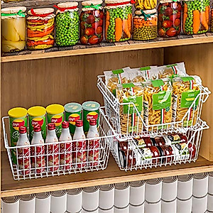 SANNO Large Freezer Baskets Metal Storage Organizer Bin Basket Wire Storage Basket for Kitchen Pantry Bathroom Set of 3 Large Metal Farmhouse Food Fruit Produce Organizer Bins