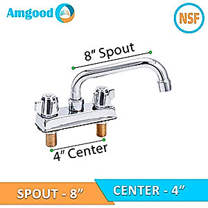 AmGood Deck Mount Kitchen Sink Faucet | 4" Center | NSF | Commercial Kitchen Utility Laundry (8" Swing Spout)