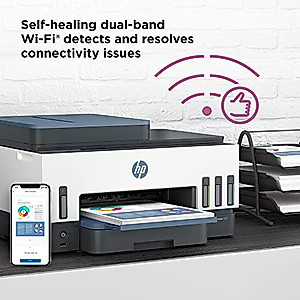 HP Smart -Tank 7602 Wireless All-in-One Cartridge-free Ink Printer, up to 2 years of ink included, mobile print, scan, copy, fax, auto doc feeder, featuring an app-like magic touch panel (28B98A)