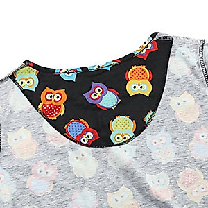 Zando Plus Size Nightgowns for Women Cotton Pajamas Soft Sleep Shirts Short Sleeve Night Gown Cute Girls Nightgowns Printed House Dress Night Shirts for Women Sleepwear Black Owls Large