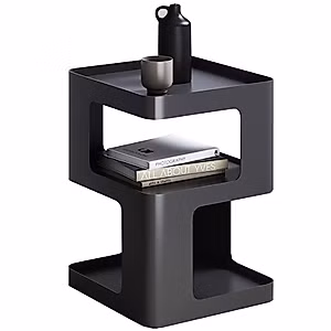 BUZUEY Side Table,Modern end Table,Black Metal nightstand,Bedside Tables,Accent Table with Storage for Living Room Bedroom entryway Couch,no Assembly Required,Unique Furniture.