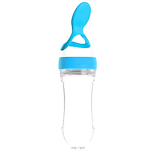 Feeding Bottle, Food Feeder Cartoon Silicone Squeeze Feeding Bottle with Dispenser Spoon for Babies Infant (#4)