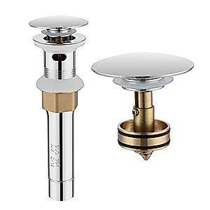 Herogo Bathroom Sink Drain with Overflow, Stainless Steel Chrome Pop Up Drain Stopper with Detachable Built-In Anti-Clogging Strainer for Lavatory Vessel Vanity Sink Drain, Fits Standard Drain Hole