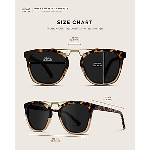 WearMe Pro Polarized Vintage Large Square Womens Sunglasses with Metal Double-Bar Bridge (Crystal Brown Tortoise/Black Lens)