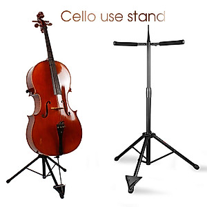 Mr.Power Adjustable Foldable Tripod Stand for Cello with Hook for Bow