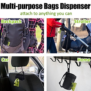 Aosbos Dog Poop Bag Holder for Leash, Dog Waste Bag Dispenser, Small Zipper Pouch with Adjustable Strap, Doggie Walking Accessories Outdoor, Black