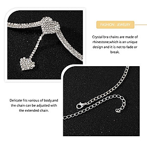 Jeweky Rhinestone Bra Chest Chains Sparkly Body Chain Silver Chest Body Jewelry Bikini Nightclub Bra Body Jewelry Accessories for Women