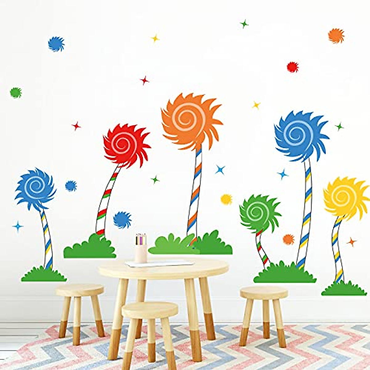 decalmile Large Colorful Tree Wall Decals Kids Wall Stickers Baby Nursery Childrens Bedroom Playroom Wall Decor