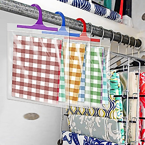 24 Pack Hanging Storage Bags, Headphone Storage Bags, Colorful Large Hook 10 x 12.5-inch Clear Plastic Bags for Classroom, Library, and Pharmacy Use