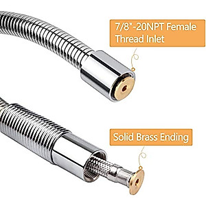 KWODE Pre-rinse Hose 44" Flexible Stainless Hose Replacement Kit For Commercial Kitchen Sink Faucet On Compartment Sinks with Spray Valve