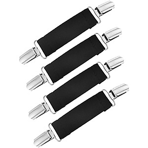 CHENGU 4 Pieces Strong Stainless Steel Mitten Clips Elastic Gloves Caps Clips for Baby and Kids, Black, 13.5 cm/ 5.3 inches
