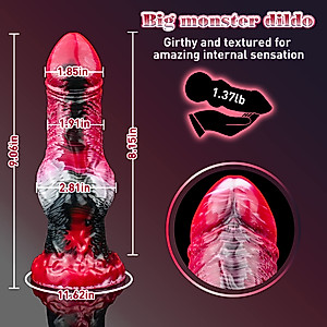 9" Animal Dildo Horse Aline Dildo XL Monster Dildo with Big Knot, Dragon Dildo Huge Anal Dildo with Strong Suction Cup, Knotted Dog Dildo Big Anal Toys for G & P Spot, Adult Toys for Women Men