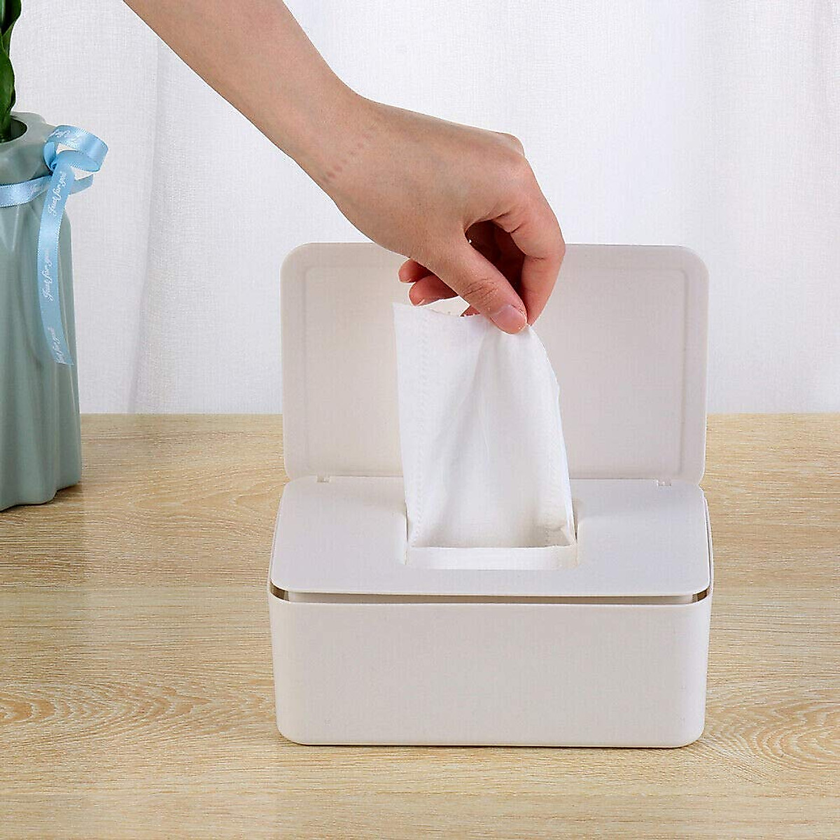 XUSHAN Baby Wipes Dispenser, Container for Wipes, Wet Wipes Box with Sealed Lid, Diaper Storage Case, Toilet Tissue Dispenser Box(White(1 PC))
