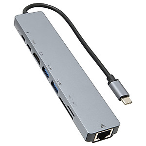 Type C Adapter, Type C to RJ45 USB3.0 USB C HD Multimedia Interface 8 in 1 Multifunctional 87W Fast Charging Long Service Life USB C Hub for Desktop for Laptop