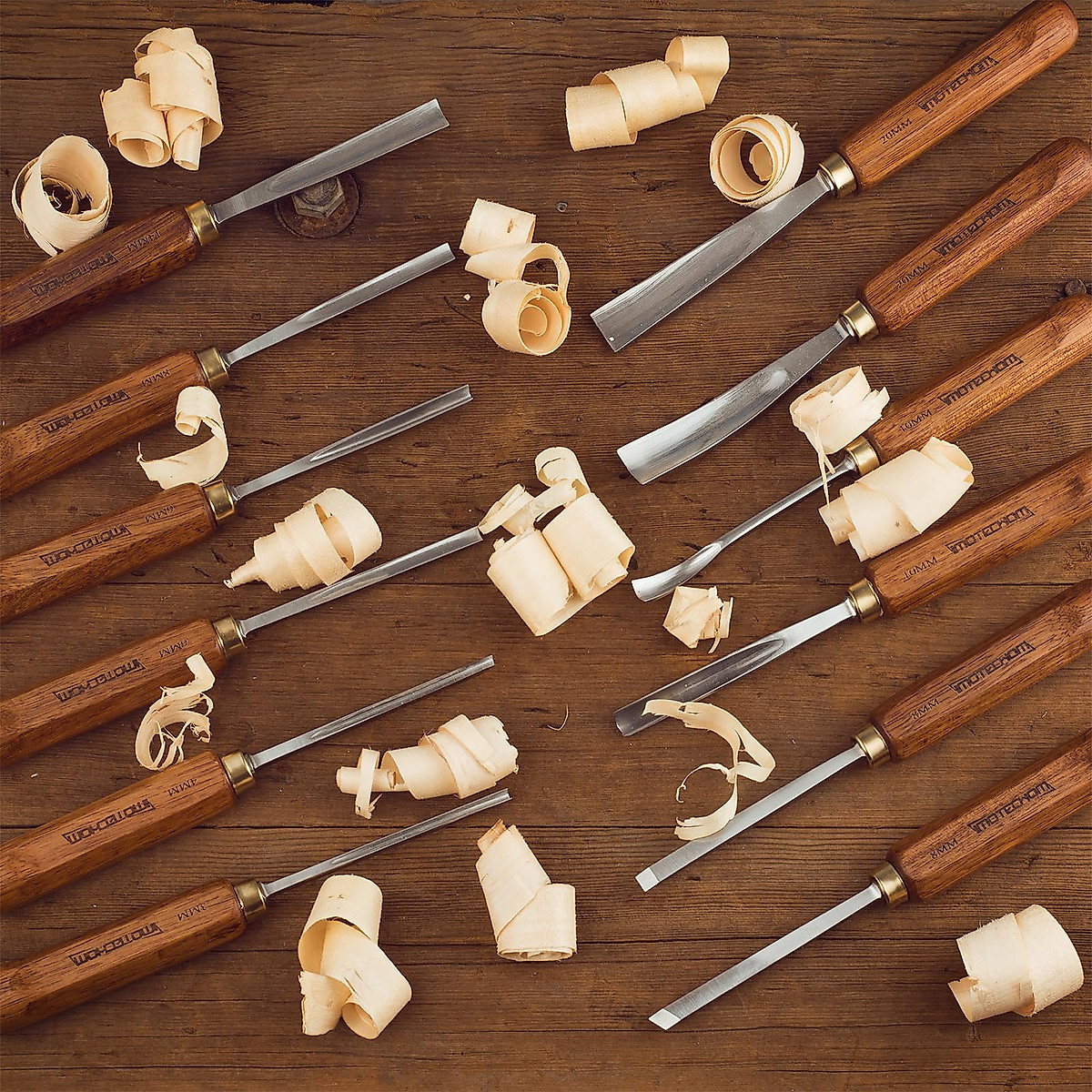 IMOTECHOM 12-Pieces Woodworking Wood Carving Tools Chisel Set with Wooden Box, Razor Sharp CR-V 60 Steel Blades