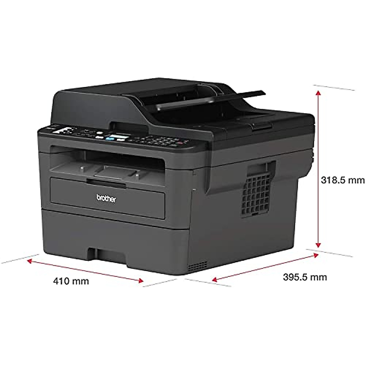Brother MFC-L2710DW Wireless Compact Monochrome All-in-One Laser Printer, Auto 2-Sided Printing, 32ppm, 250-sheet, 2400 x 600 dpi, Works with Alexa, Black & Grey - Bundle with JAWFOAL Printer Cable.