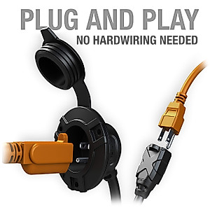 NOCO GCP1EX 15A AC Port Plug, 125V Power Inlet Socket, and Waterproof Electrical Outlet Receptacle with 12-Foot Integrated Outdoor Extension Cord