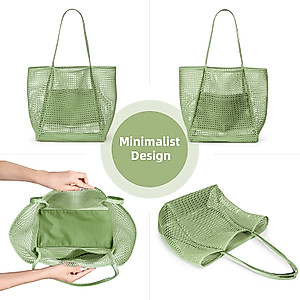KALIDI Beach Mesh Tote Bag, Casual Tote Bag Hobo Women Foldable MAX 23L Shoulder Grocery Bag For Beach Picnic Vacation