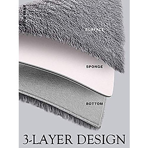 OhGeni Machine Washable 4x5.3 Feet Area Rug for Bedroom, Living Room, Dorm Room, Fluffy Soft Faux Fur Rugs Non-Slip Floor Carpet, Kids Nursery Modern Home Decor Grey (OG1104)