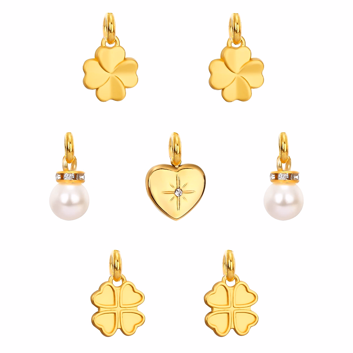 VIMCUPQ Gold Chain Bracelets set for Women, 18K Gold Plated Charm Bracelet Dainty Adjustable Stackable Bracelets Trendy Layered Link Pearl Heart Lucky Clover Charms Bracelets