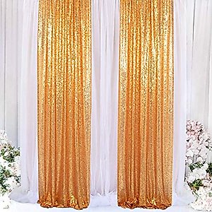 Sequin Curtains 2 Panels Gold 2FTx8FT Sequin Photo Backdrop Sequin Backdrop Curtain Pack of 2-1011E