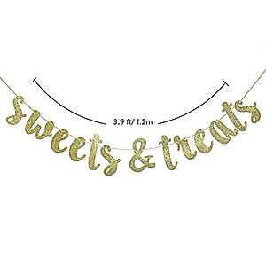 Sweets & Treats Gold Glitter Bunting Banner , Engagement ,Bridal Shower, Wedding Party Decorations (Gold)