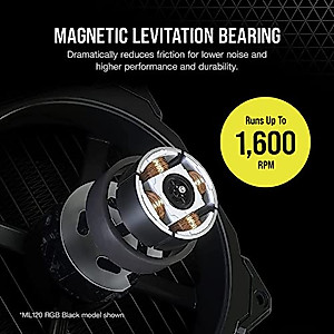 CORSAIR ML140 RGB Elite, 140mm Magnetic Levitation RGB Fan with AirGuide, Single Pack