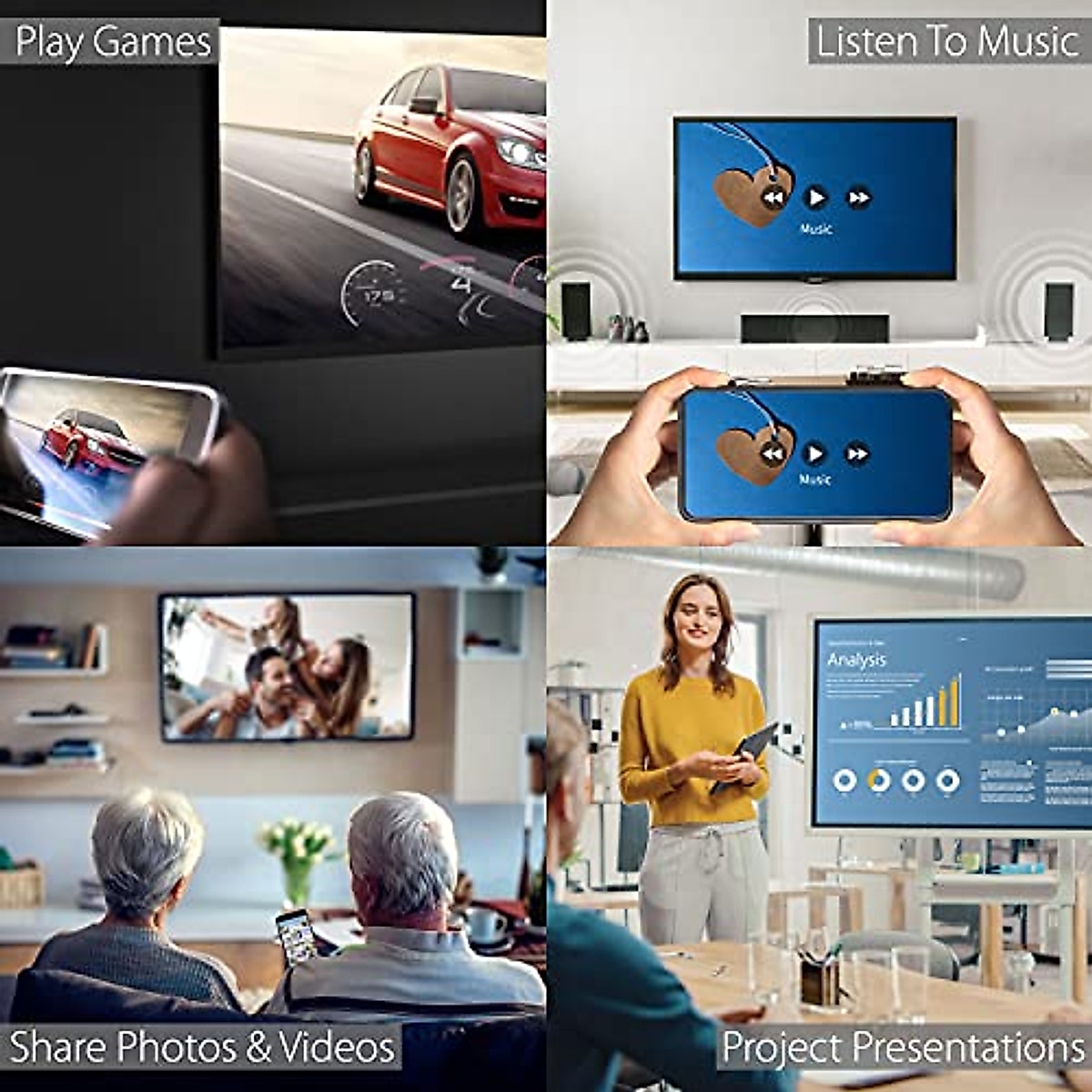 j5create ScreenCast HDMI Wireless Display Adapter Receiver - Mirror Phone, Tablet, Laptop to HDTV - Compatible with MiraCast, AirPlay, Android, Windows 10 PC, iOS, iPhone, Tablet (JVAW56)