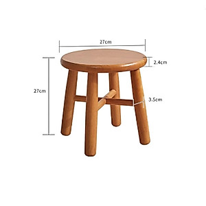 ACICS Round Step Stool Milking Stool Handcrafted Rubber Wood Stool Wooden Stool Small Short Stool, Shoe Changing Stool Shower Stool Suitable for Living Room Sofa Footstool(27 * 27 * 27CM, A)
