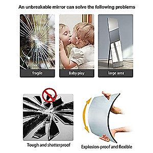 NC Plexiglass Acrylic Soft Mirror Non-Glass shatterproof Mirror Full Length Mirror Wall Mirror Frameless Home Fitness Mirror 4 Pcs 12"x12" cyhqo