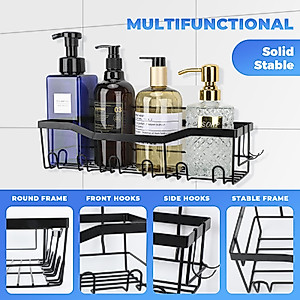 Sevlaz Shower Caddy Hanging, Adhesive Bathroom Organizers and Storage for Inside Shower, Black Rustproof Large Capacity Shower Shelves for Bathroom & Apartment