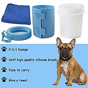 Dog Paw Cleaner-Paw Washer,2 in 1 Paw Cleaner for Dogs with Towel，Suitable for Dogs and Cats (M, Blue)