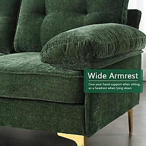 GNIXUU Convertible 83" L-Shaped Sofa Couch, Modern Chenille Sectional Sofa with Chaise, Upholstered 3 Seater Couch for Living Room, Apartment, Office, Small Place(Green)