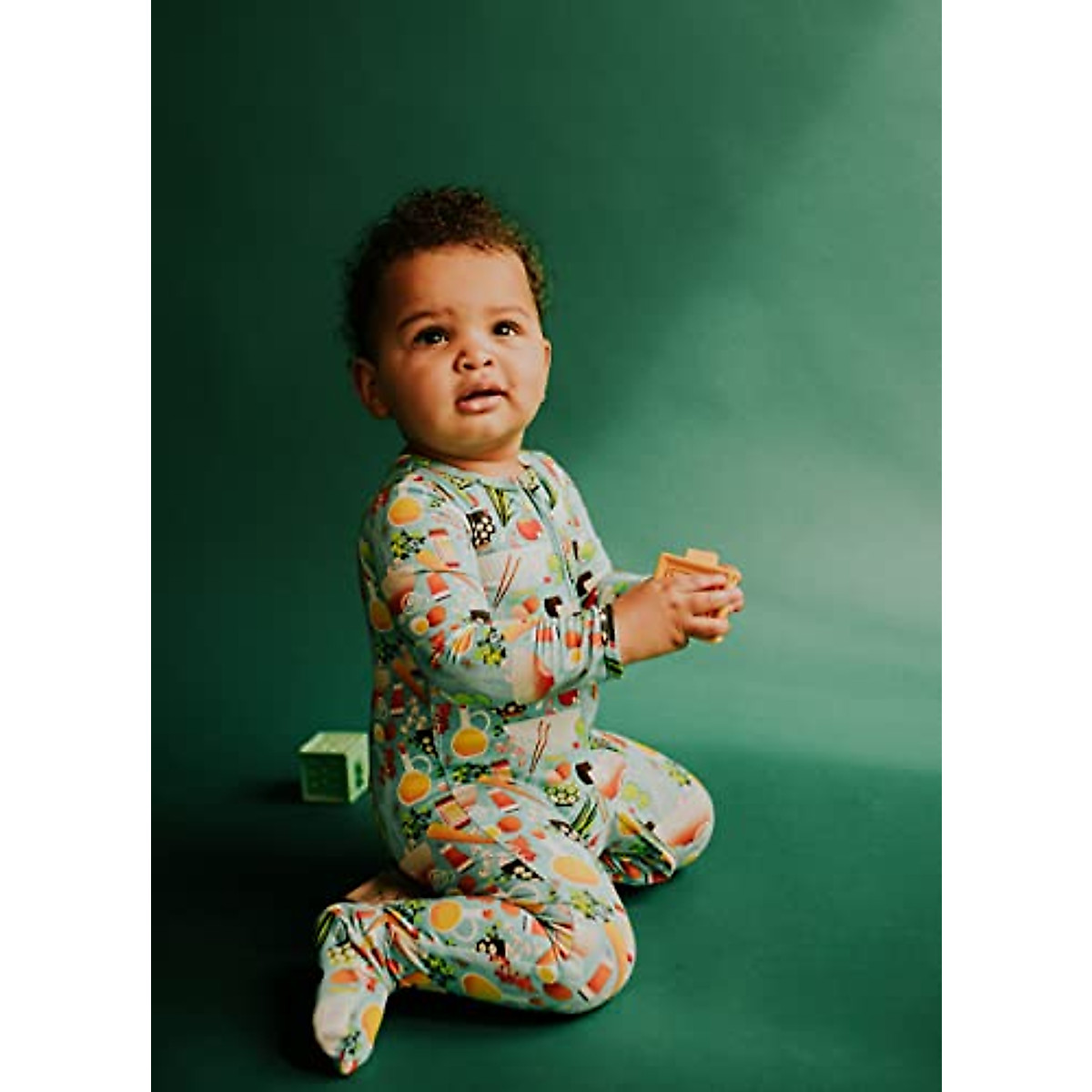 Jade&Kai Bamboo Footie Pajamas | Naptime n' Noodles | Soft and Stretchy | Gentle on Skin | Zipper Closure | Multiple Sizes (0-3mo)