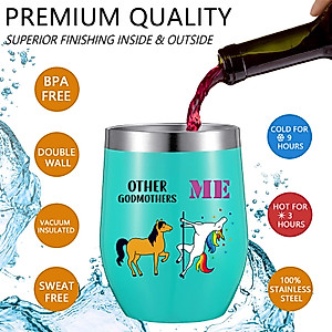 Other Godmothers Me Unicorn Wine Tumbler, Godmother Appreciation Gift from Godchild for Mother's Day Baby Pregnancy Announcement, 12 oz Stainless Steel Insulated Coffee Mug for God Mom, Friend