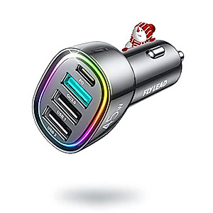 USB C Car Charger, 45W 4 Ports Super Fast Car Charger Adapter, PD3.0 & QC3.0 30W Type C Car Charger Compatible with iPhone 14 Pro Max/Pro/Samsung Galaxy 22/Google Pixel, Cigarette Lighter USB Charger