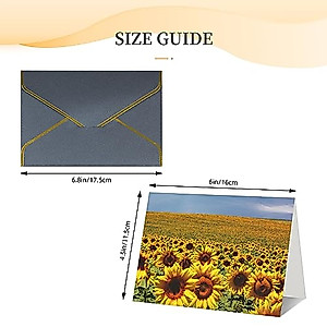 PAILON Sunflowers Floral Thank You Cards With Envelopes, Blank Greeting Note Cards With Envelopes Blank Inside, Funny Birthday Cards For Women Men, Thank You Card For Wedding Business,Graduation