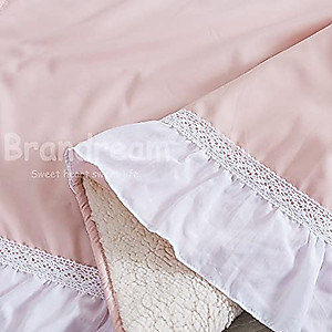 Brandream Girls Nursery Bedding Pink Baby Bedding Princess Ruffle Crib Blanket Set 3 Piece