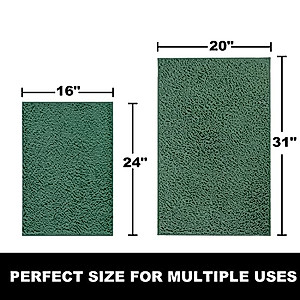 Nulubuu Chenille Extra Soft Bathroom Rug Mat, 16 x 24 Inches, Extra Absorbent Shaggy and Non Slip Rug, Machine Wash Dry, Green