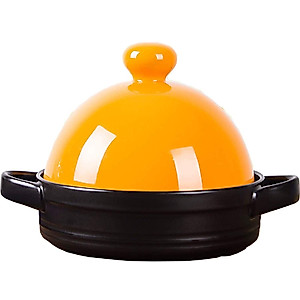Ceramic Tagine Pot 1500ml Tagine Cooking Pot|non-stick pan|Cooking Pot with Lid Home Kitchen Suitable for Most Open Flame Cookware (Color : Yellow)