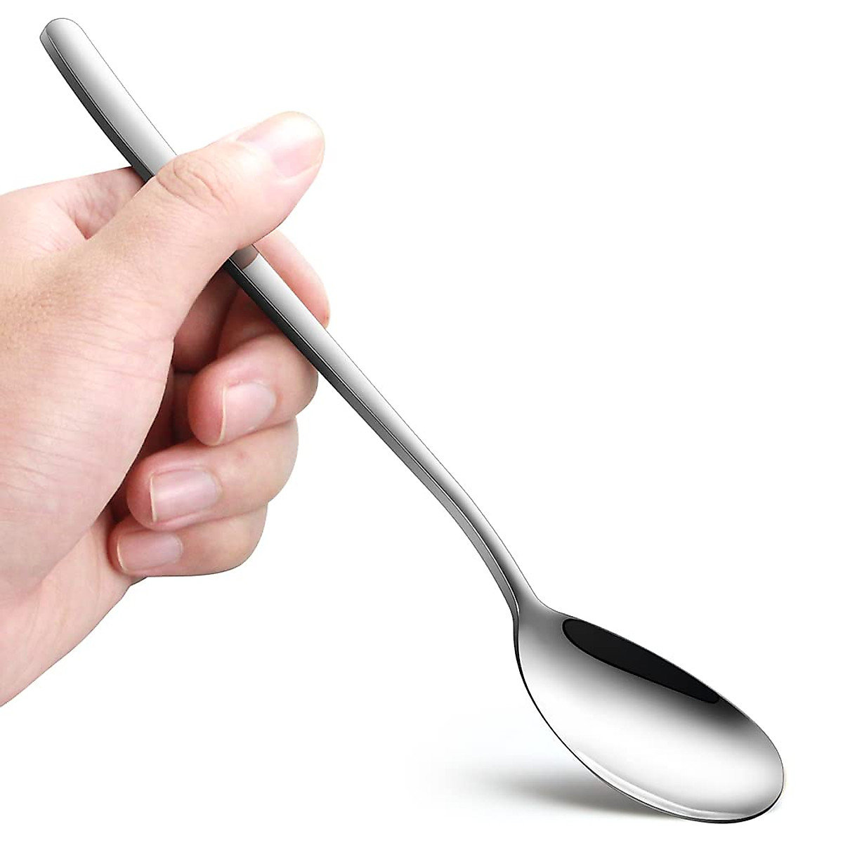 AYFDISHS Korean Spoon,6 Pieces Soup Spoons Stainless Steel,Korean Spoons with Long Handles,8 Inch Asian Soup Spoon Dinner Spoon Table Spoon Flatware Set