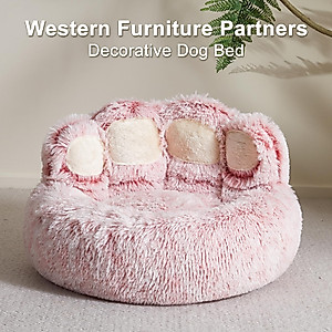Jiupety Cozy Comfy Small Dog Bed | Upgraded Soothing Paw Donut Bed | L Size 26" × 26" × 8" | Creative Bear Paws Design