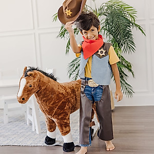 Melissa & Doug Cowboy Role Play Costume Set (5 pcs) - Includes Faux Leather Chaps - Cowboy Dress-Up Role Play Costume With Vest For Boys And Girls