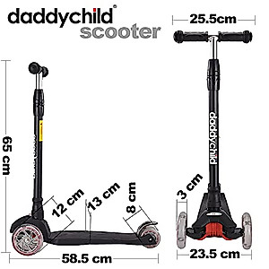 Scooters for Kids 3 Wheel Kick Scooter for Toddlers Girls & Boys, 4 Adjustable Height, Lean to Steer, Extra-Wide Deck, Light Up Wheels for Children from 3 to 14 Years Old
