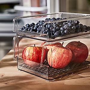 Spectrum Diversified Hexa in-Fridge Small Refrigerator Bin for Storage and Organization of Fruit Vegetables Produce and More, 8.5 x 6 x 2.25, Clear/Dark Gray