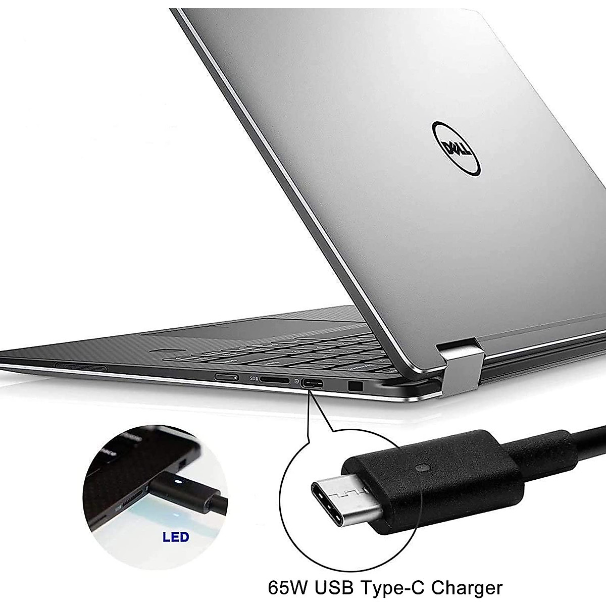 HotTopStar 65W USB C Charger for Dell XPS 9250, 65W Laptop Charger Replacement for Dell XPS 13 9350 9300 9365 9370 Dell Latitude 13 7370 Latitude 12 7275 5280 7280 Latitude 14 5480 7480