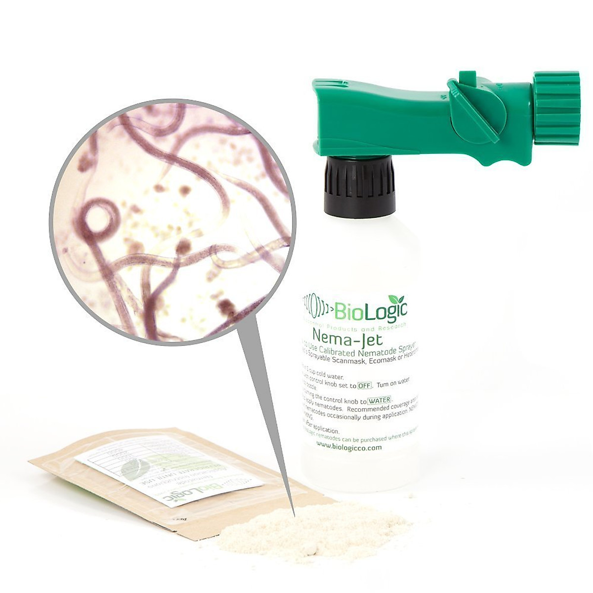 BioLogic Ecomask Beneficial Nematodes, 10 Million Steinernema carpocapsae (Sc) Nematodes for Natural Flea Control Plus Easy to Use Hose End Sprayer (Value Pack)